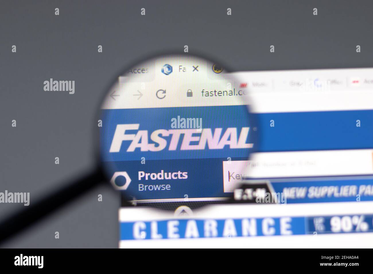 New York, USA - 15 February 2021: Fastenal website in browser with ...