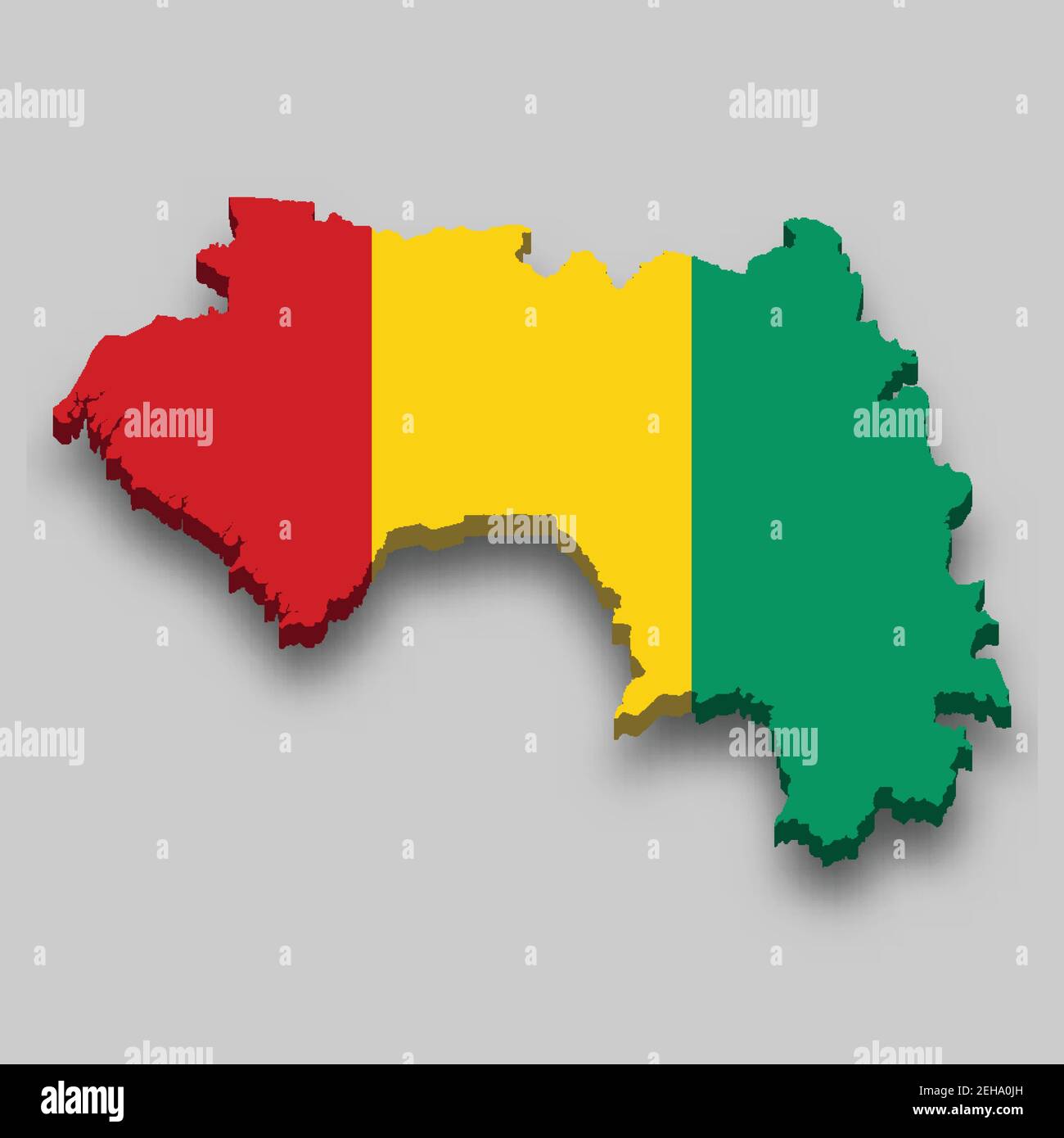 3d isometric Map of Guinea with national flag. Vector Illustration ...