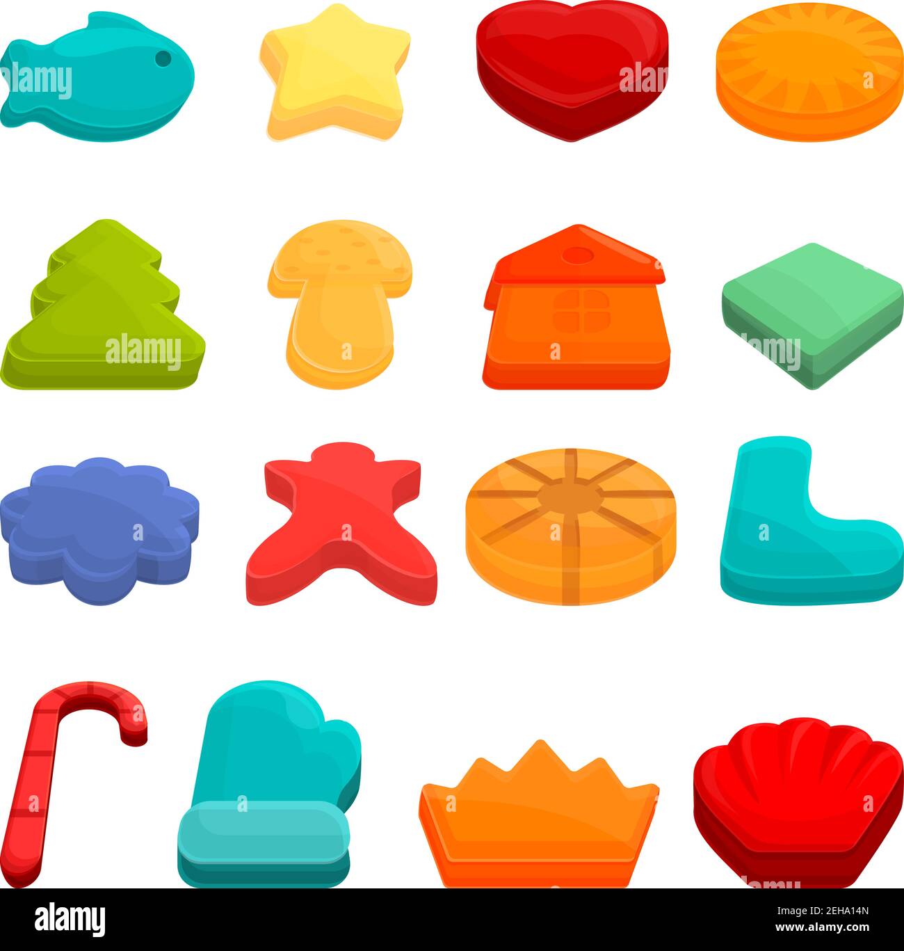 Cookie molds icons set. Cartoon set of cookie molds vector icons for ...