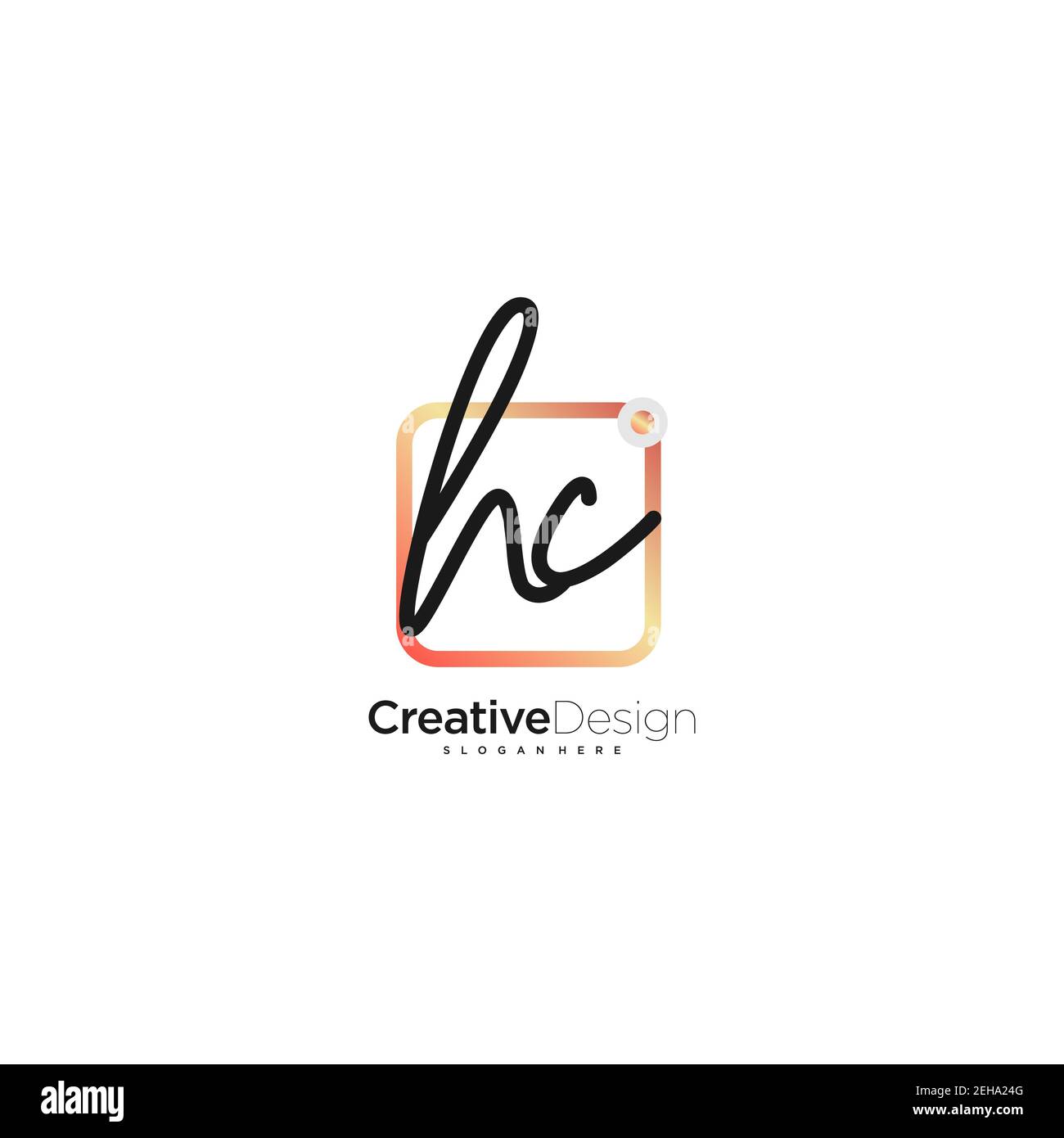 HC Initial Letter handwriting logo hand drawn colorful box vector, logo ...