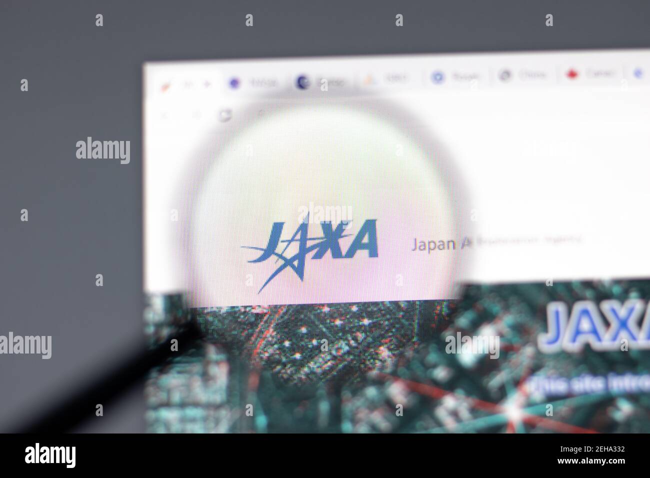 New York, USA - 15 February 2021: JAXA website in browser with company logo, Illustrative ...