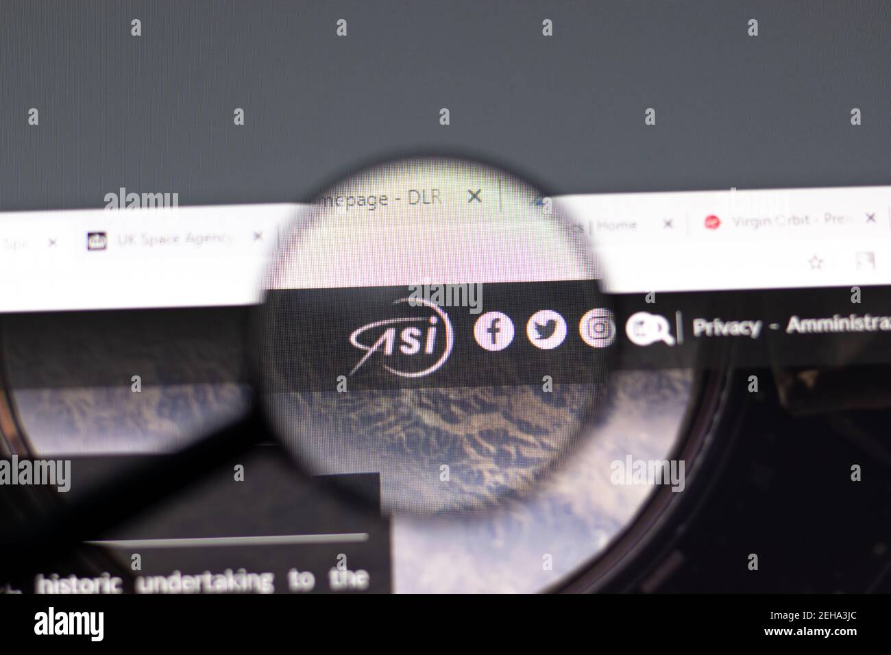 New York, USA - 15 February 2021: Italian Space Agency ISA website in ...