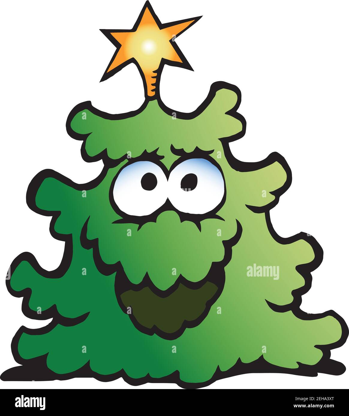 Vector Cartoon illustration of an happy Christmas Green Tree Stock ...