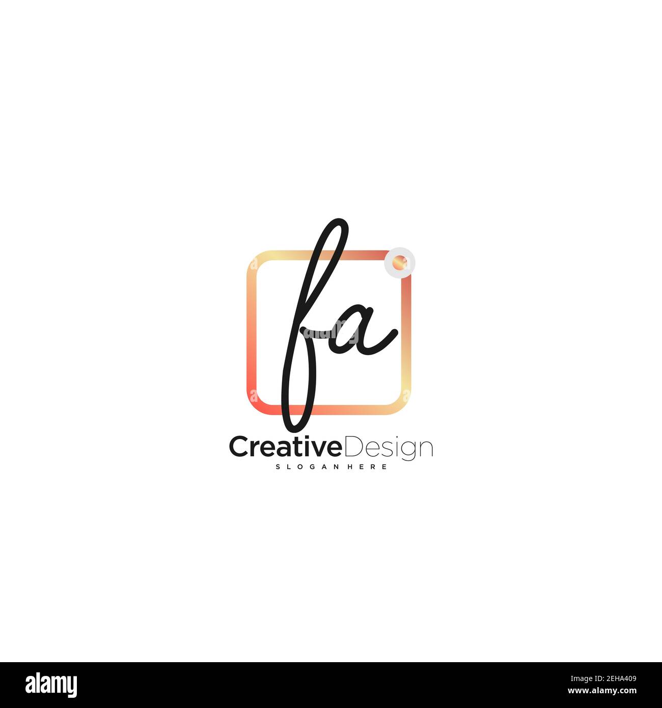 FA Initial Letter handwriting logo hand drawn colorful box vector, logo ...