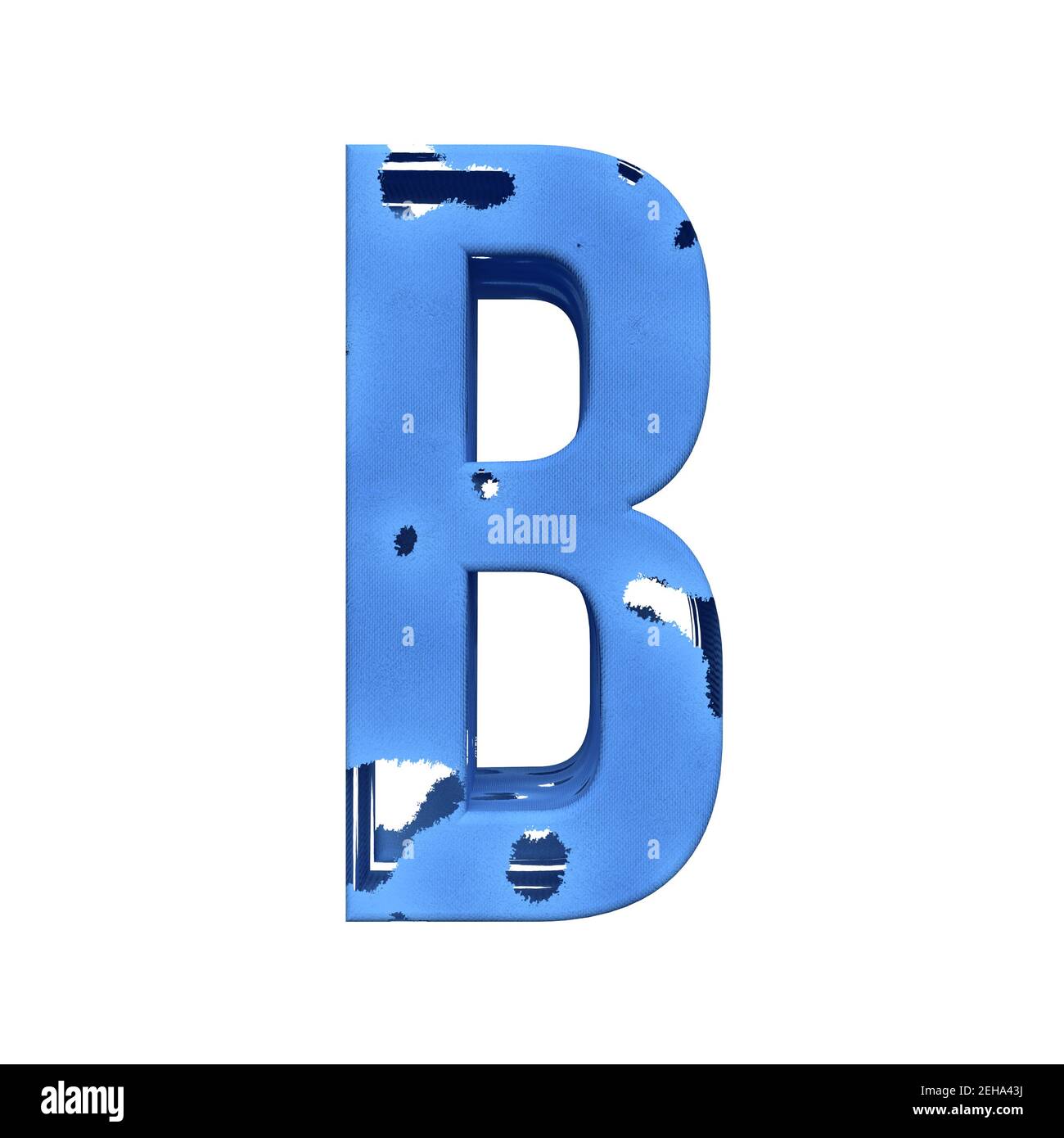3D rendering of the letter B with a worn-out denim texture isolated on ...