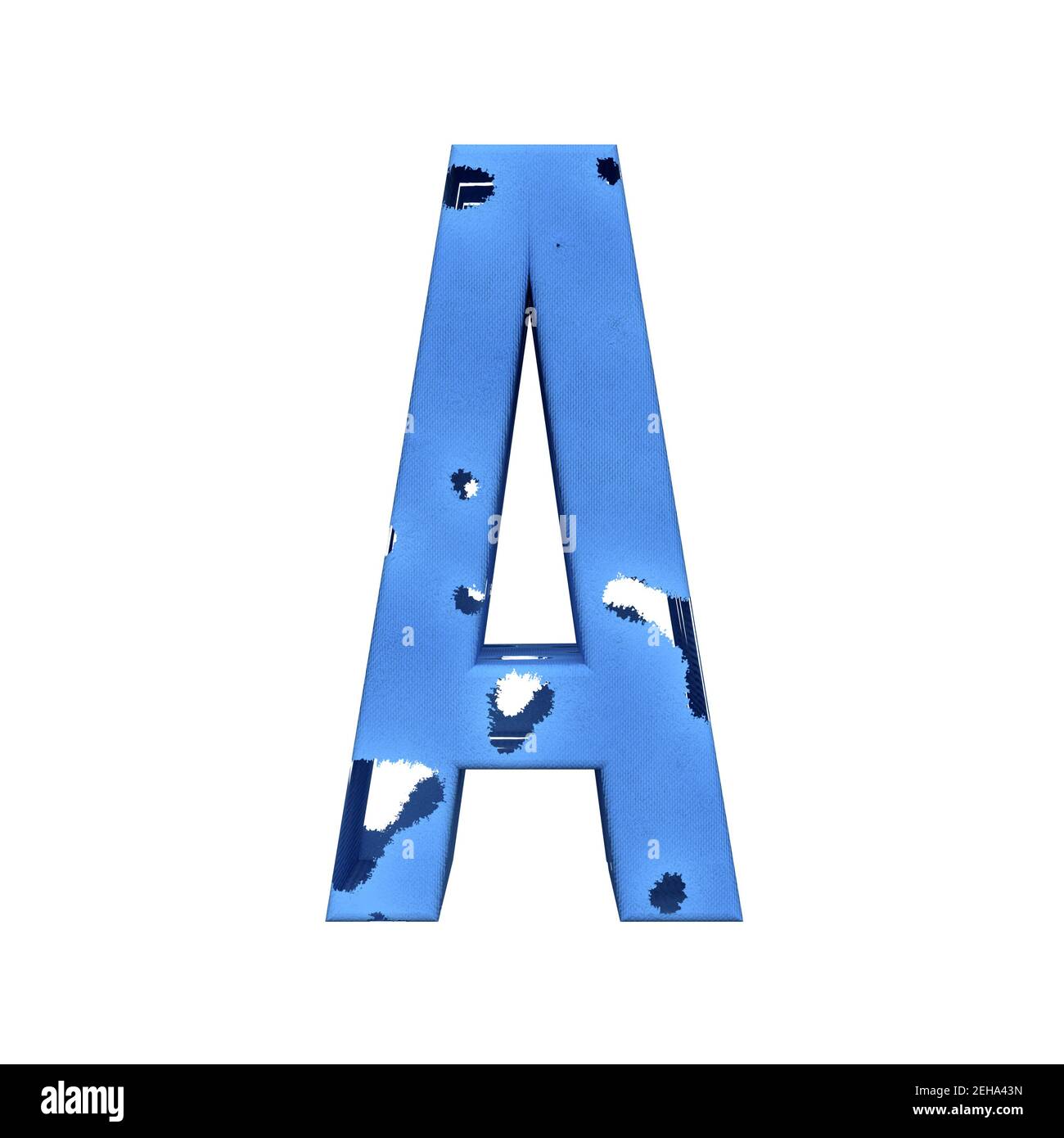 3D rendering of the letter A with a worn-out denim texture isolated on ...