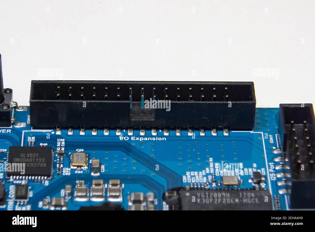 Computer motherboard board connectors close hi-res stock photography ...