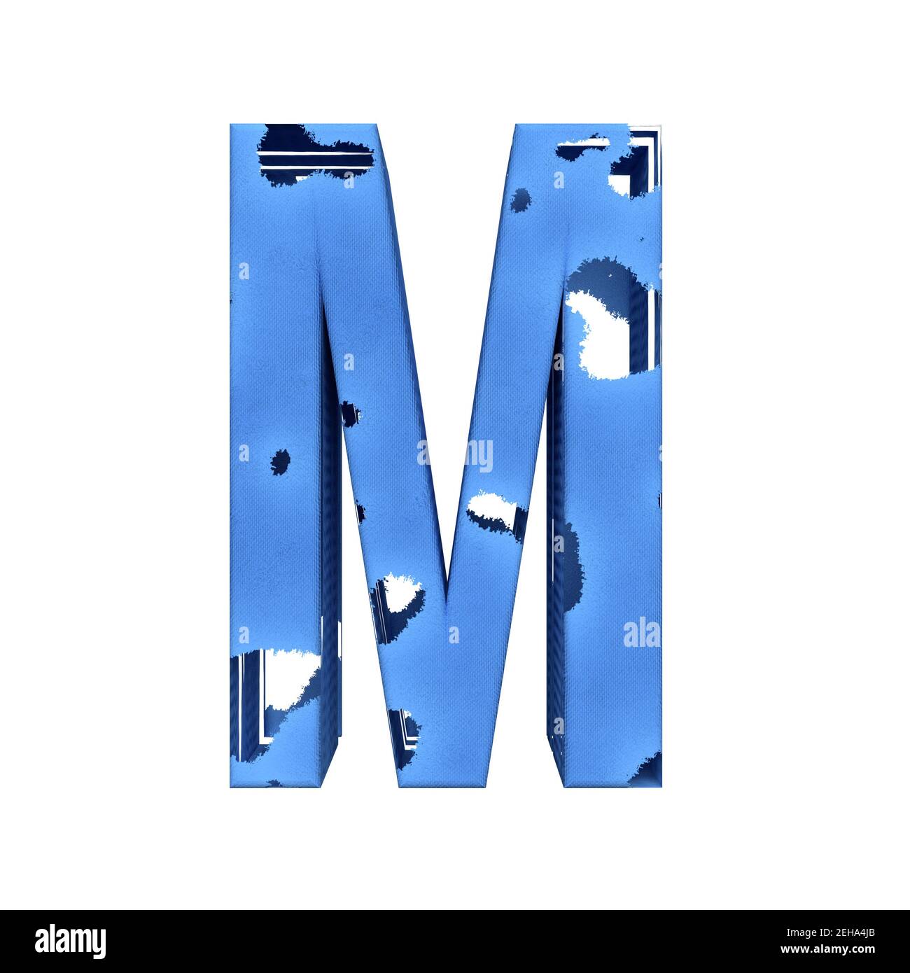 3D rendering of the letter M with a worn-out denim texture isolated on ...