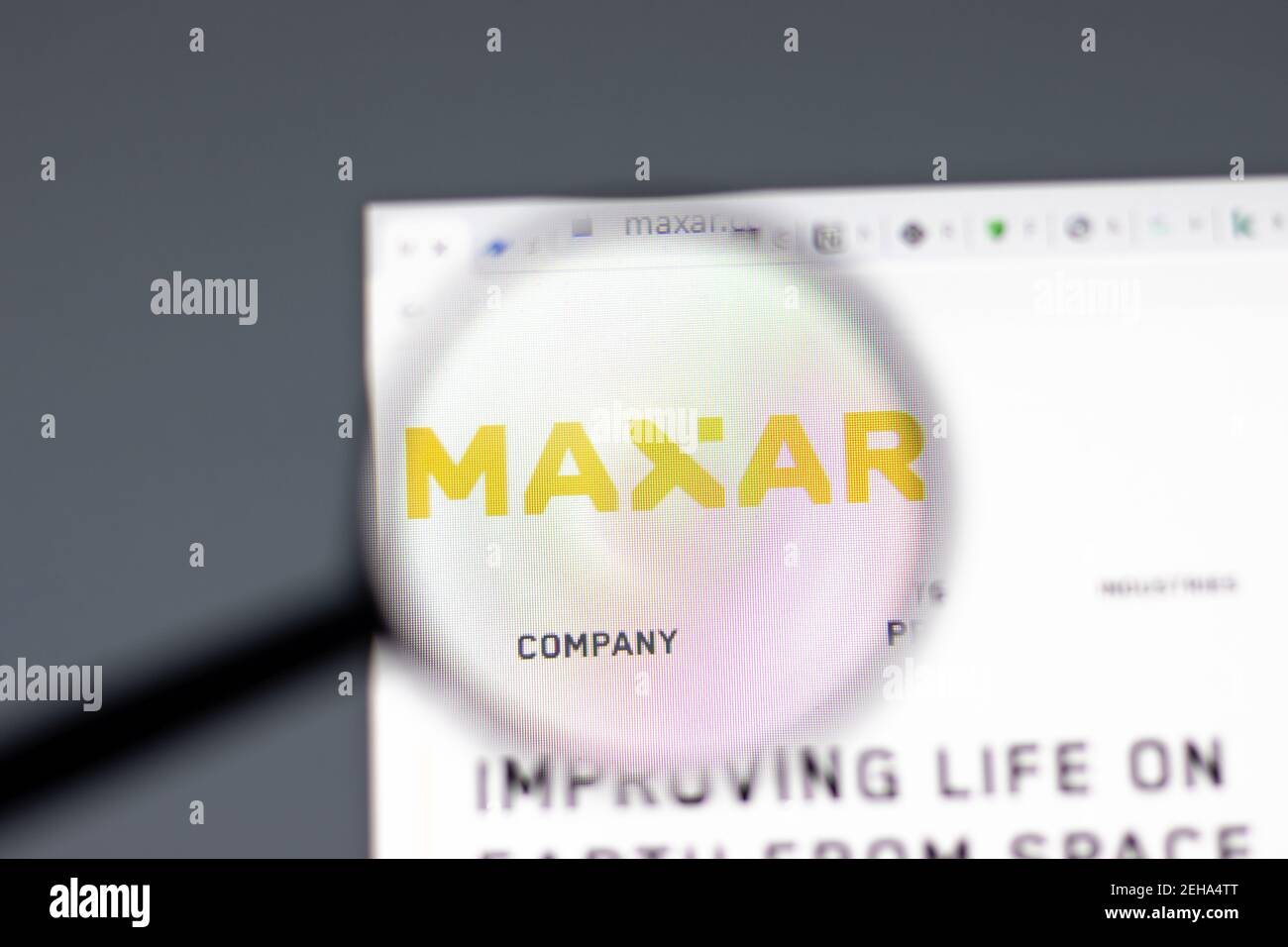 New York, USA - 15 February 2021: Maxar Technologies website in browser ...