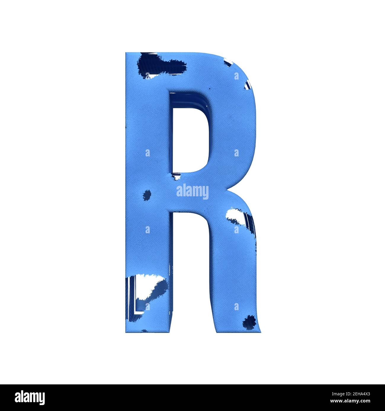 3D rendering of the letter R with a worn-out denim texture isolated on ...