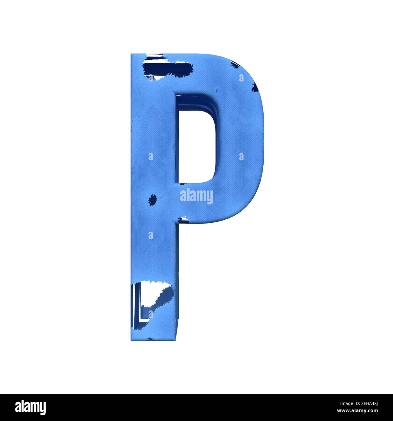 3D rendering of the letter P with a worn-out denim texture isolated on ...
