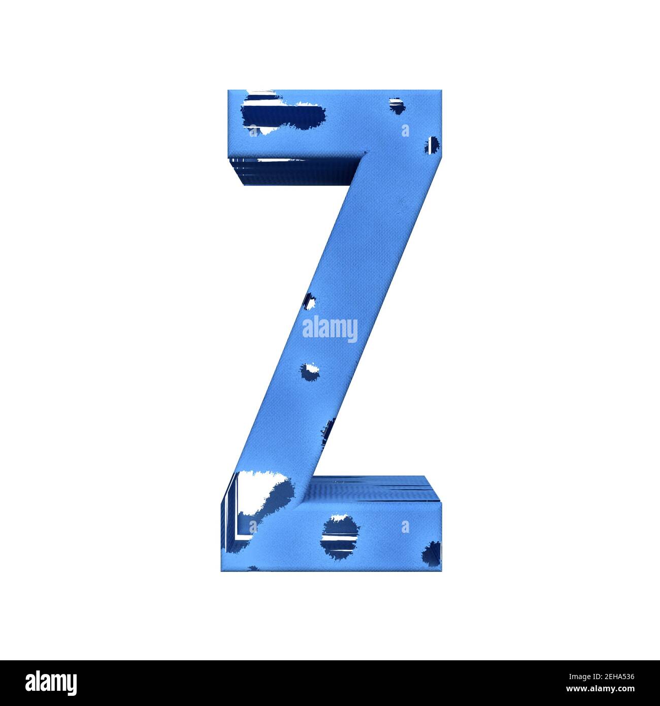 3D rendering of the letter Z with a worn-out denim texture isolated on ...