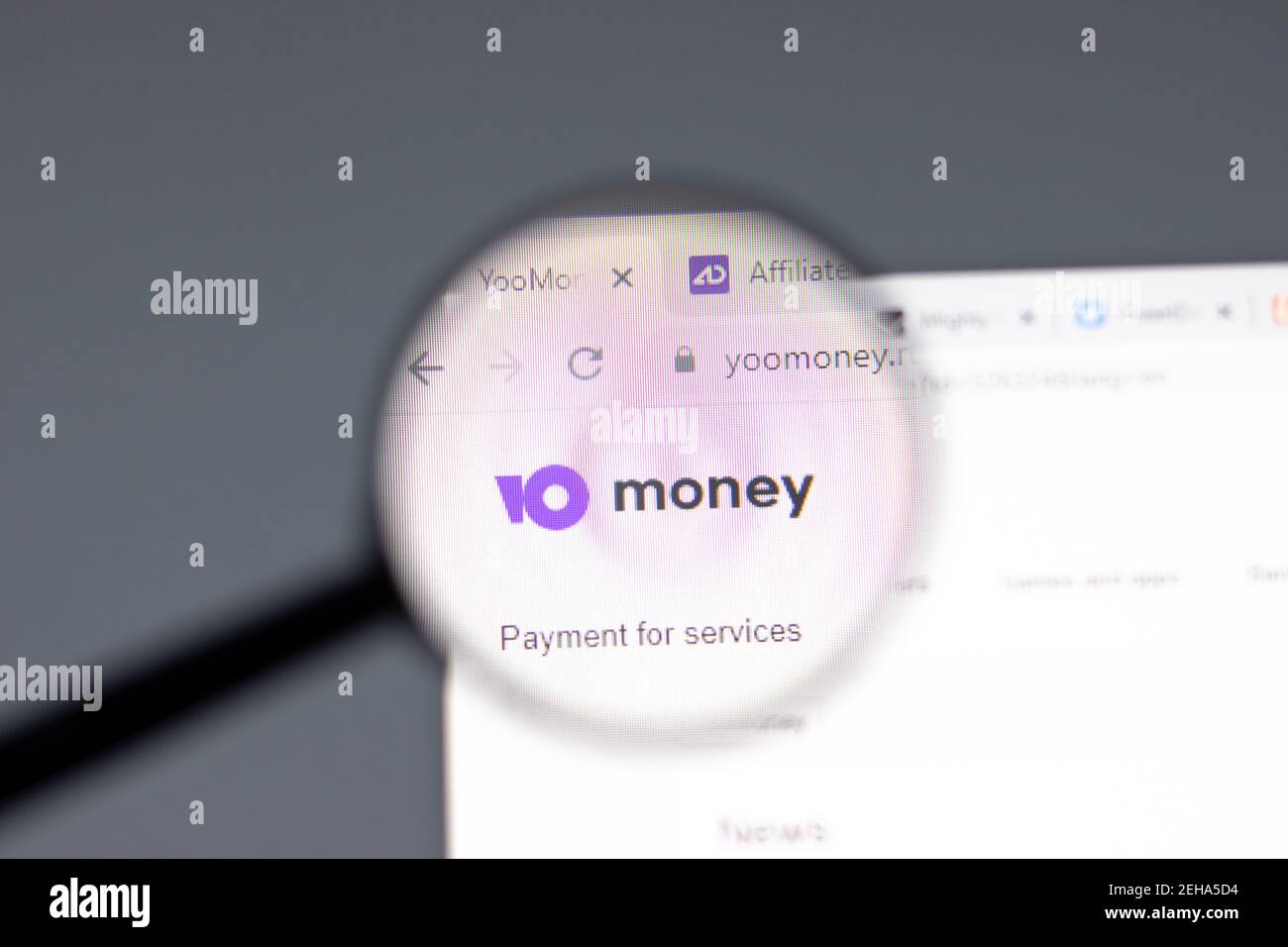 New York, USA - 15 February 2021: Yoomoney website in browser with ...