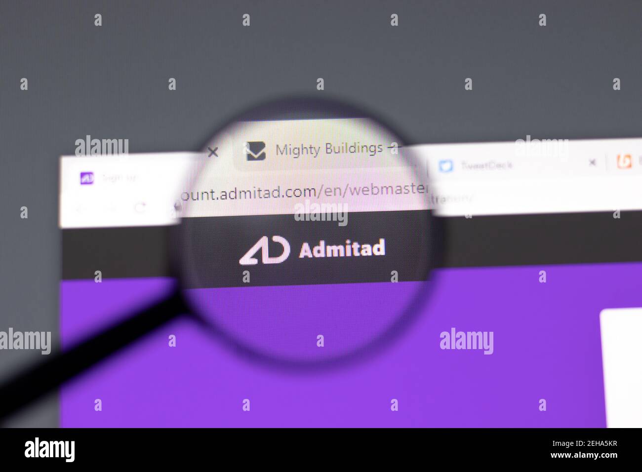 New York, USA - 15 February 2021: Admitad website in browser with ...