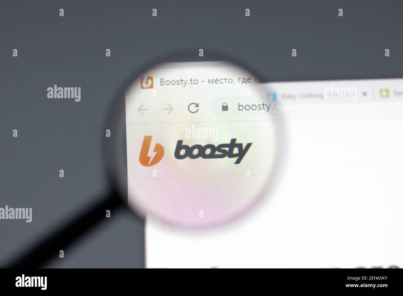 New York, USA - 15 February 2021: boosty website in browser with ...