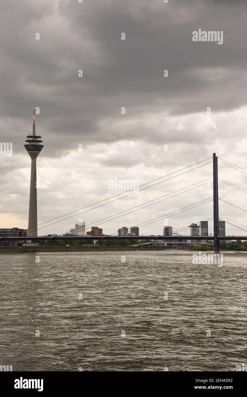 Rhine Tower and Rheinknie Bridge, Dusseldorf, Germany Stock Photo - Alamy