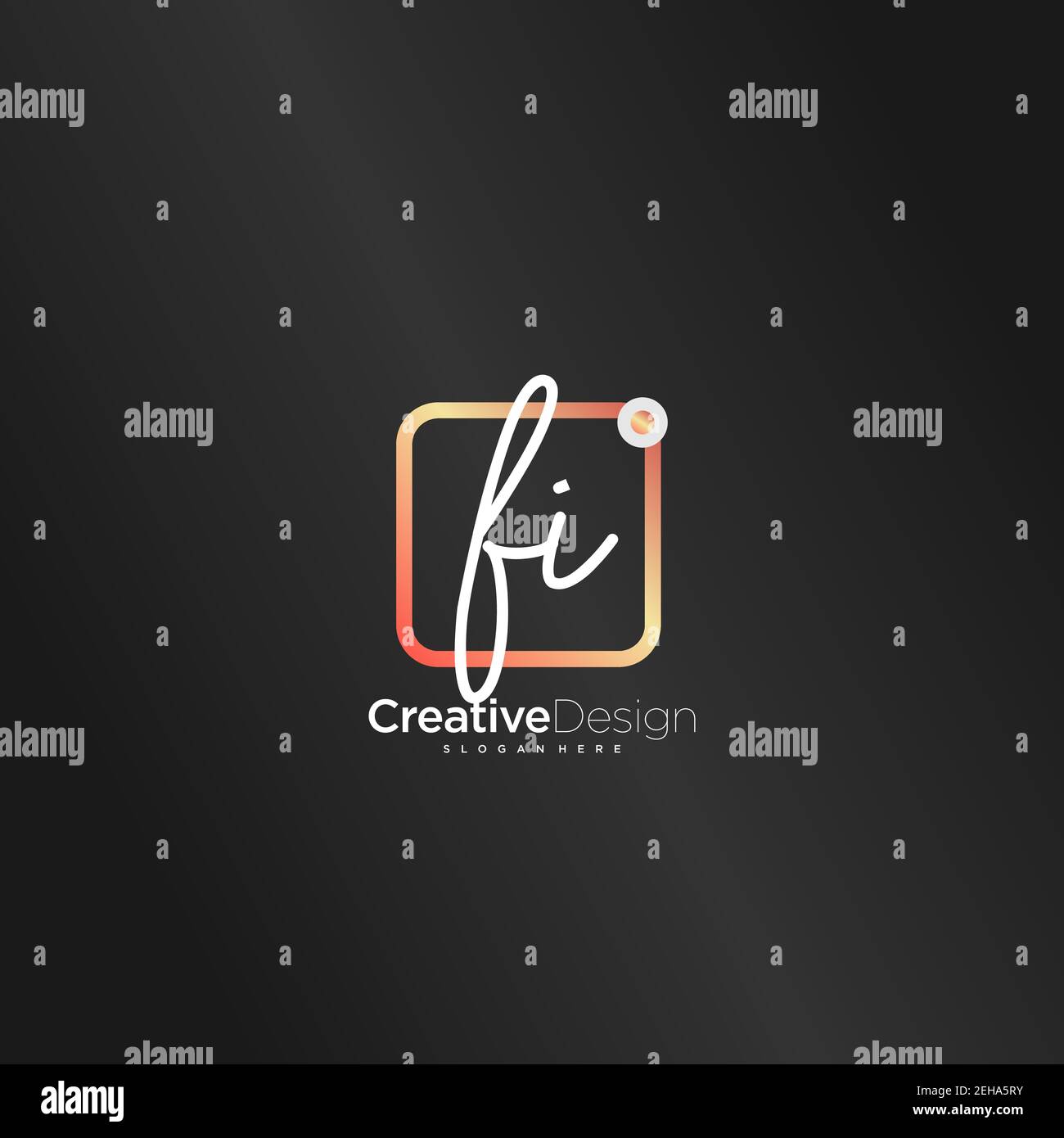 FI Initial Letter handwriting logo hand drawn colorful box vector, logo ...