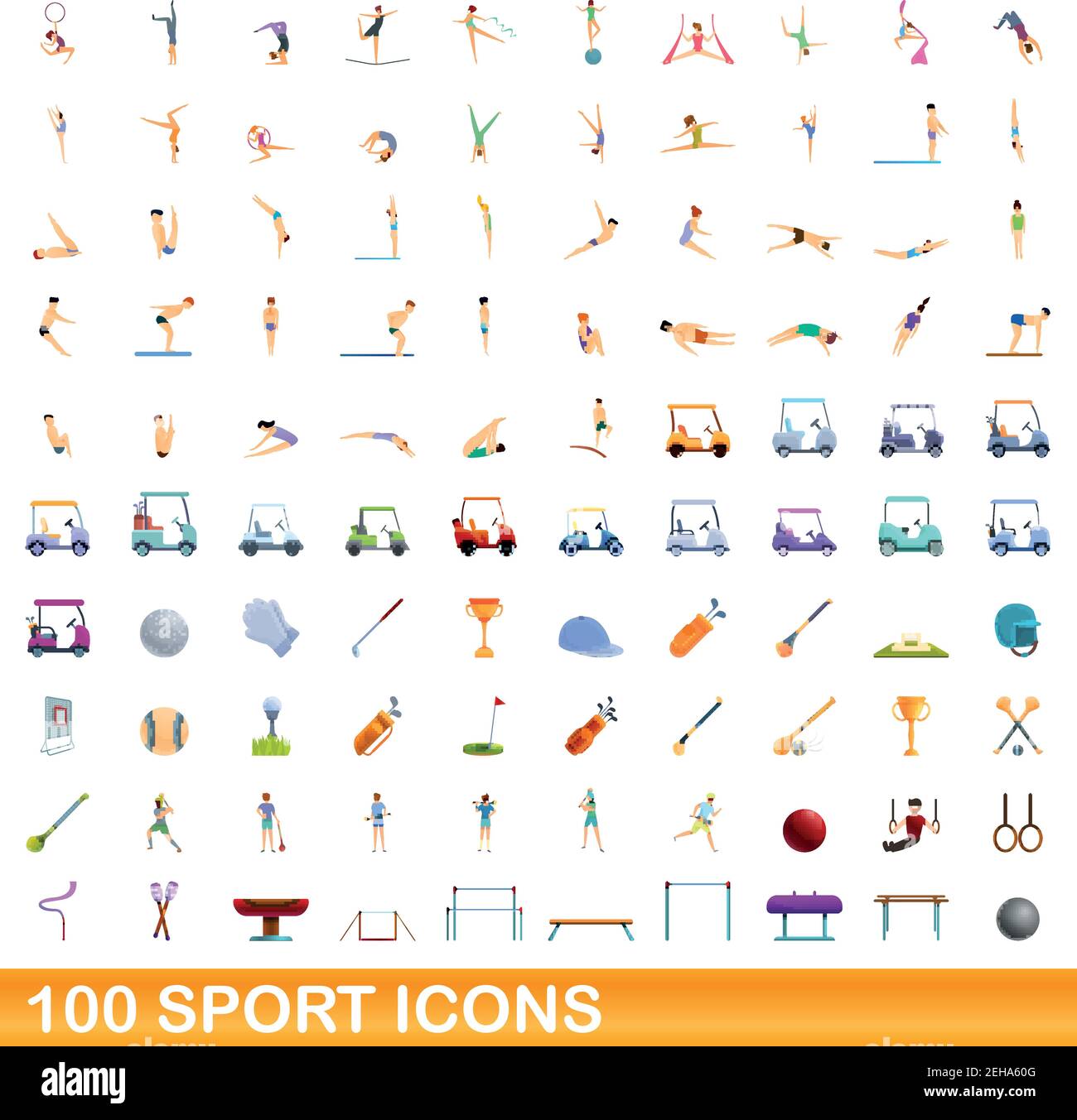 100 sport icons set. Cartoon illustration of 100 sport icons vector set ...
