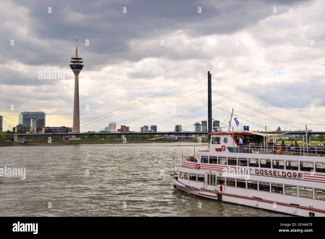 Rhine Tower and Rheinknie Bridge, Dusseldorf, Germany Stock Photo - Alamy