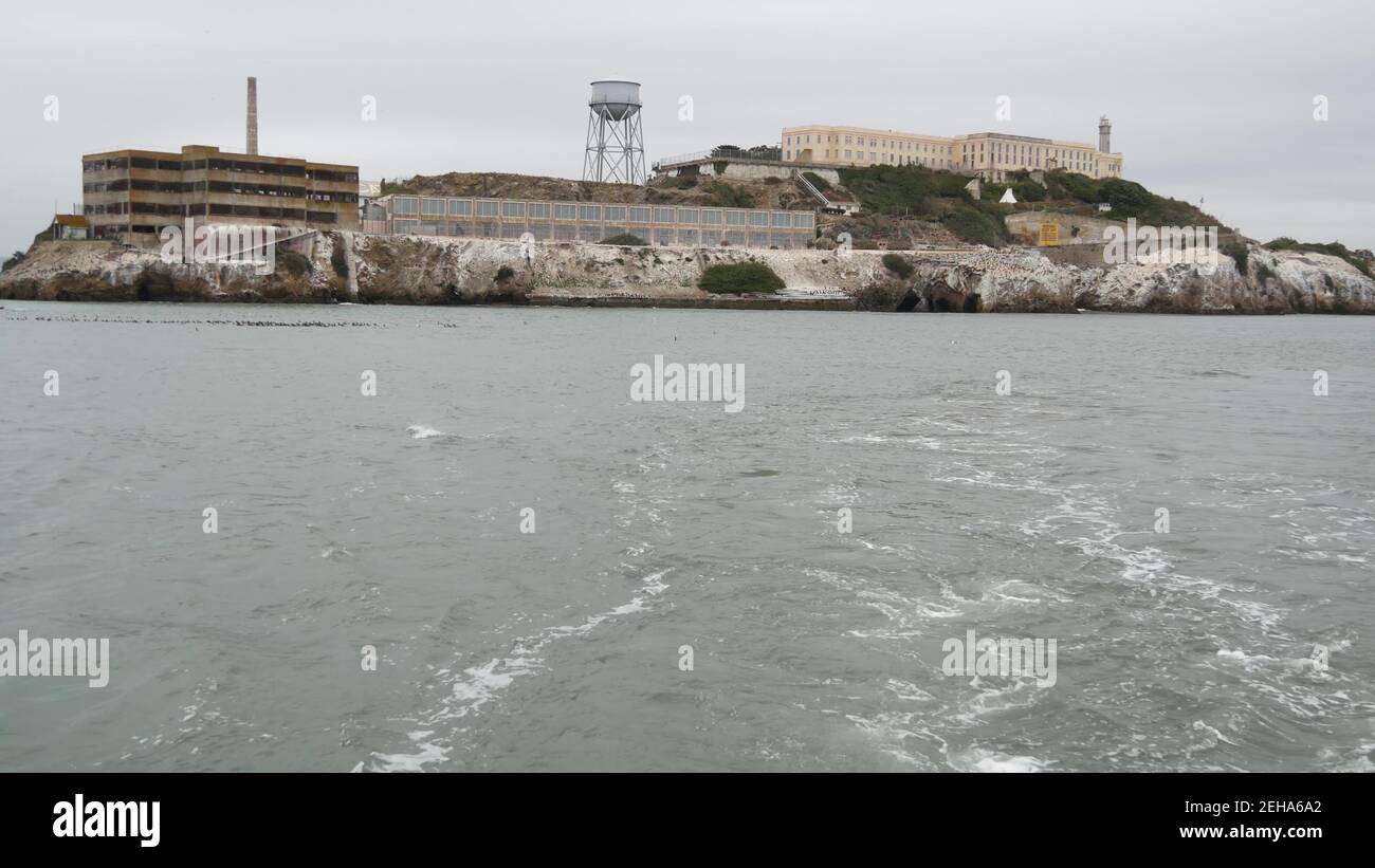 Alcatraz island in San Francisco Bay, California USA. Federal prison ...