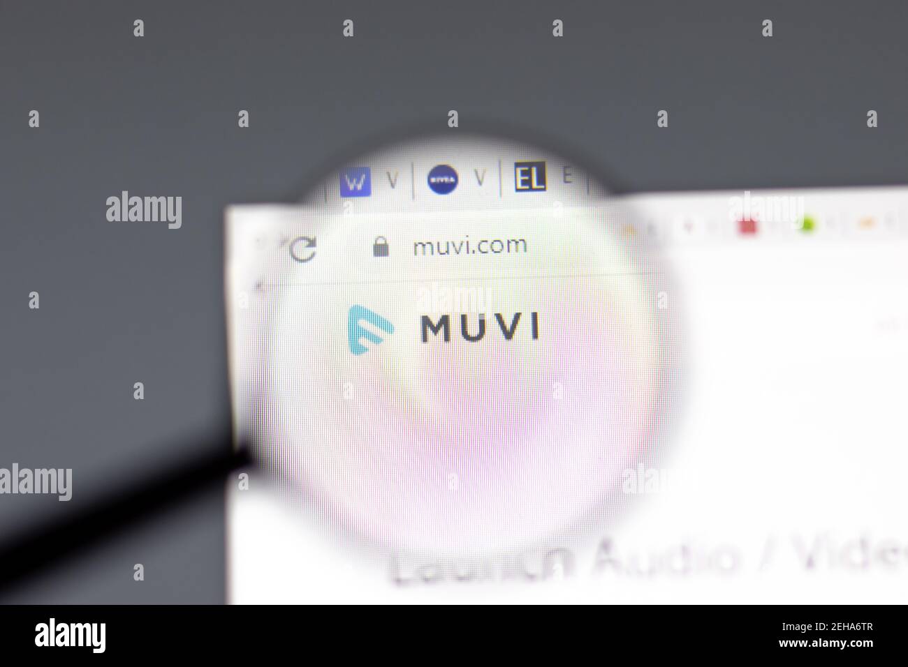 New York, USA - 15 February 2021: MUVI website in browser with company ...