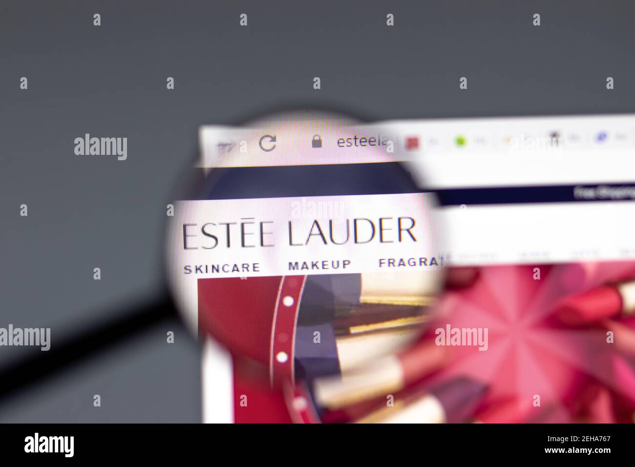New York, USA - 15 February 2021: Estee Lauder website in browser with ...