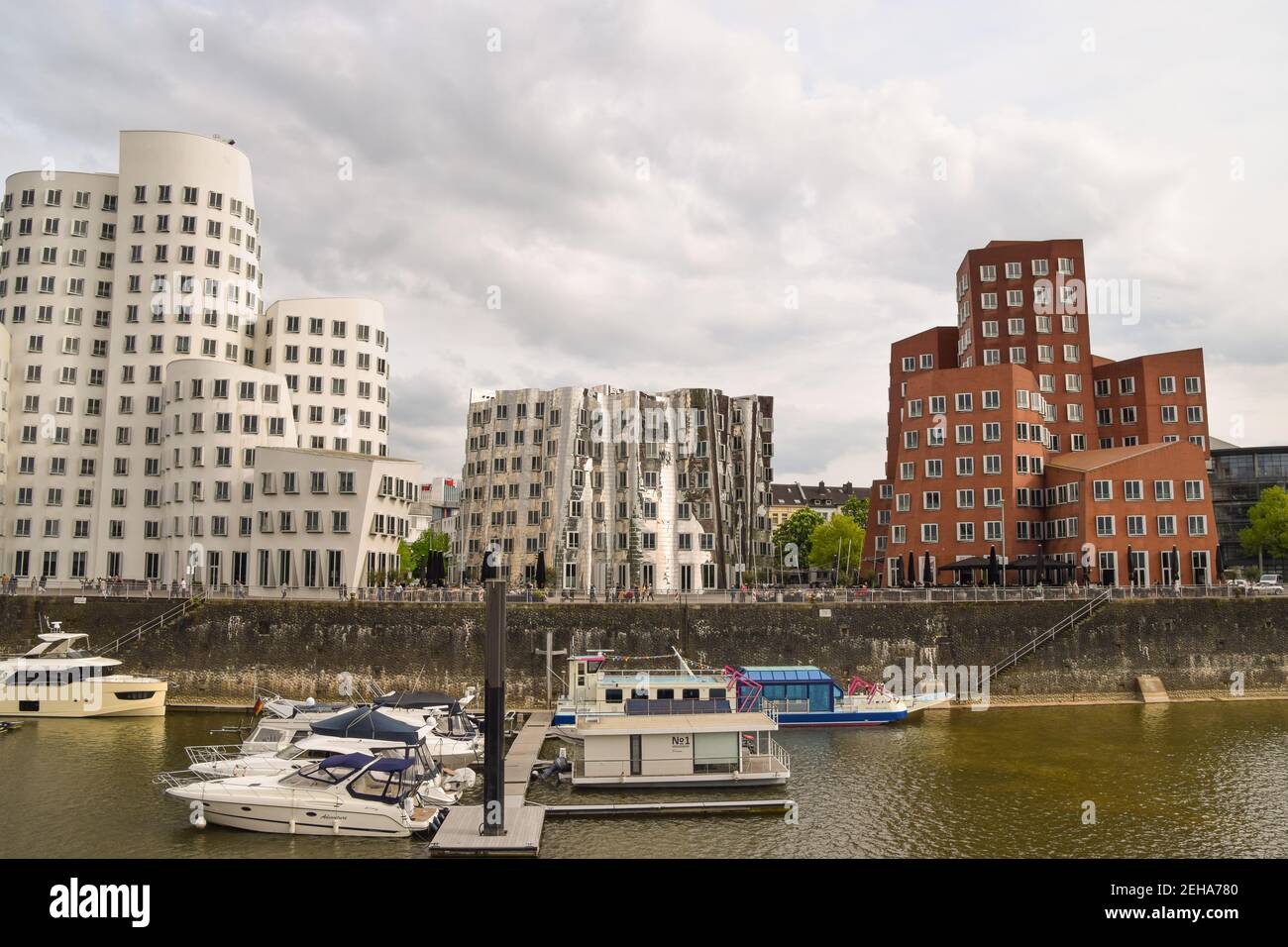 Neuer Zollhof Frank Gehry buildings, Port of Dusseldorf, Germany Stock ...