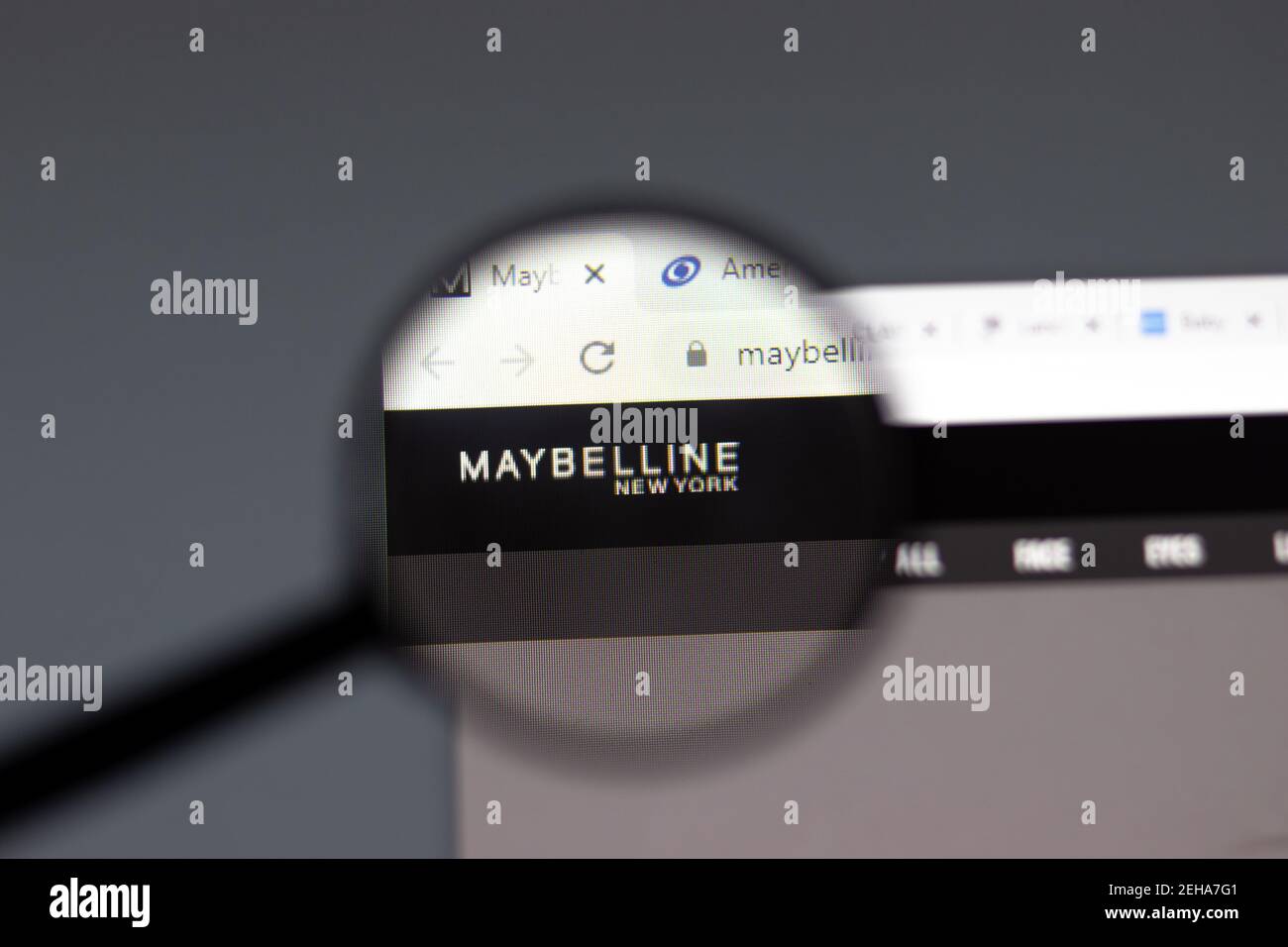 New York, USA - 15 February 2021: Maybelline website in browser with ...