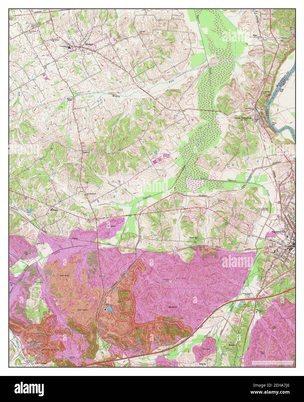 Central city kentucky map hi-res stock photography and images - Alamy