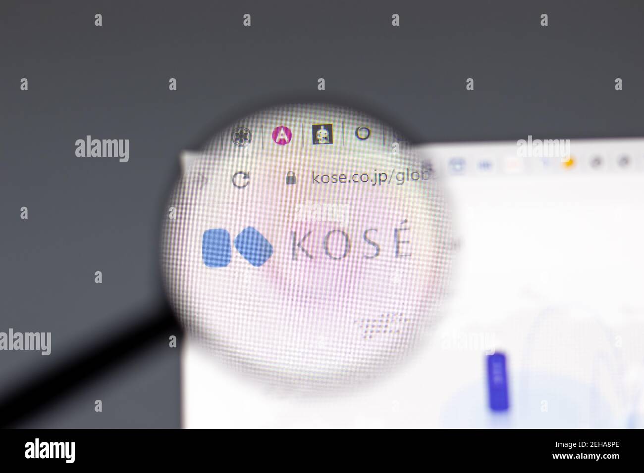 New York, USA - 15 February 2021: Kose website in browser with company ...
