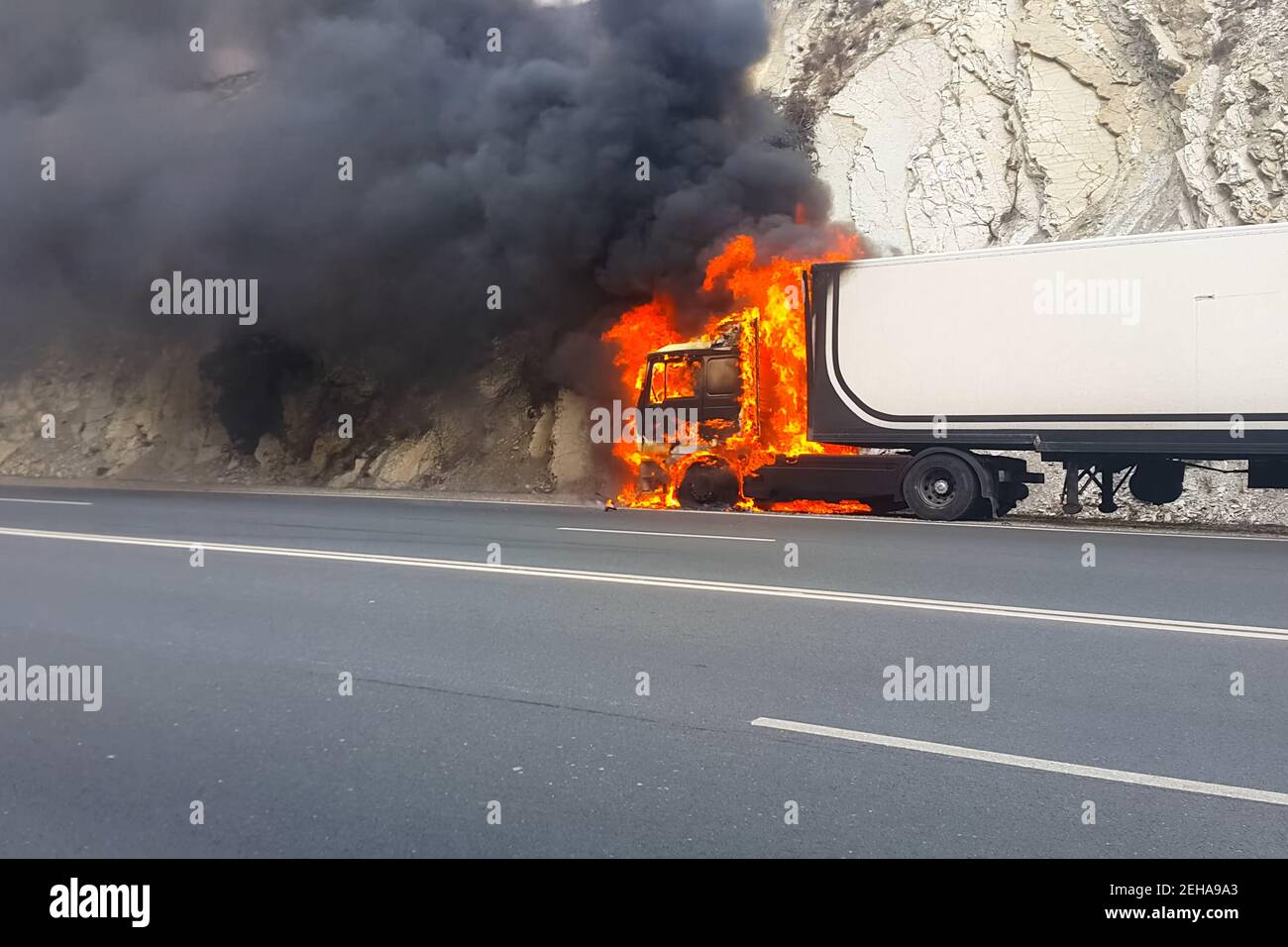 Burnt truck trailer hi-res stock photography and images - Alamy