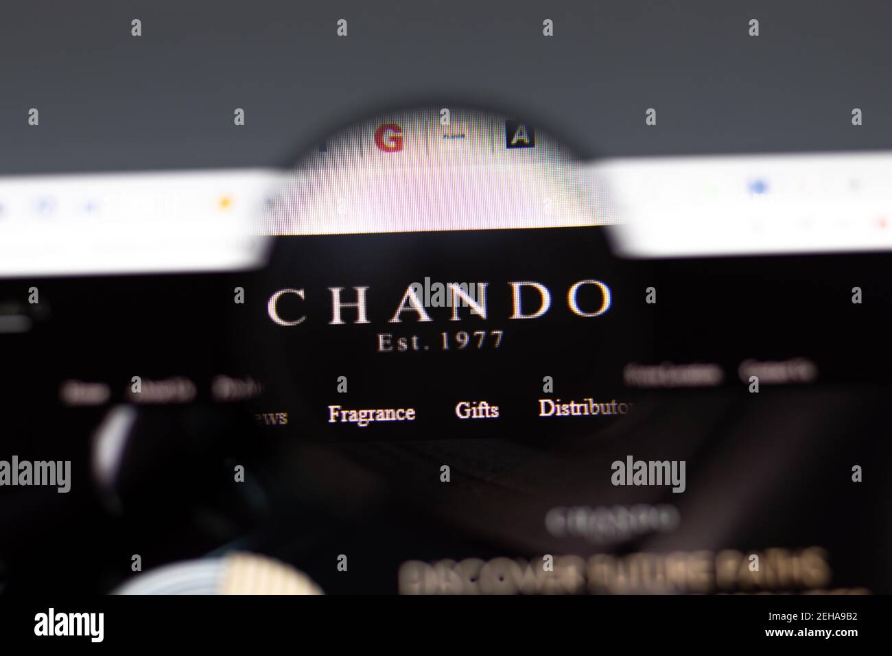 New York, USA - 15 February 2021: CHANDO website in browser with ...