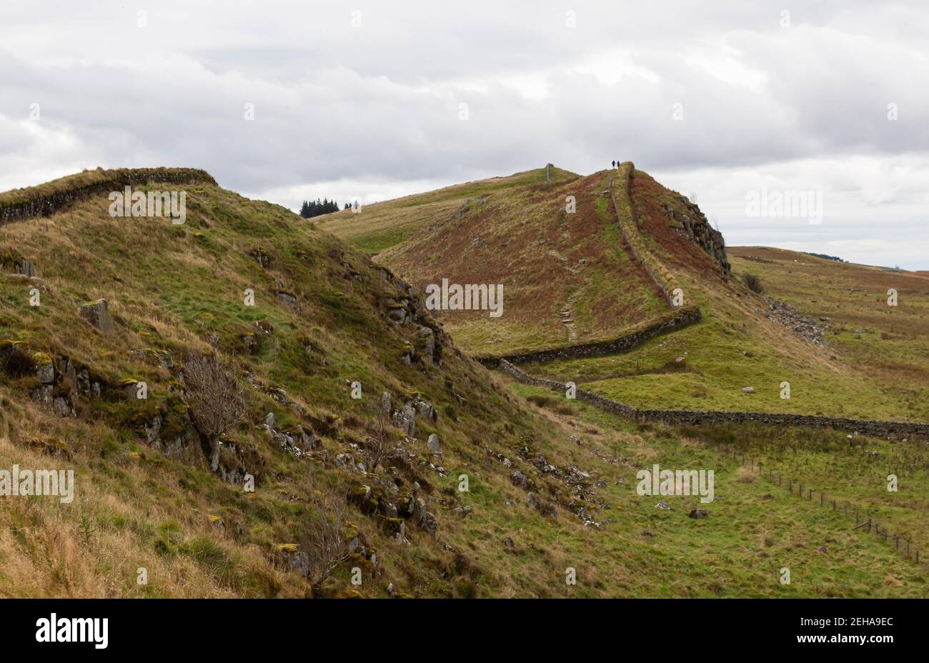 Hadrian's Wall. Ancient wall dividing Scotland from England. UK Stock ...