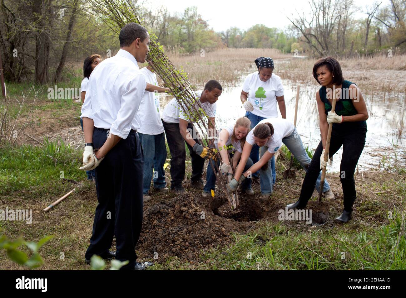 President Barack Obama and First Lady Michelle Obama participate in ...