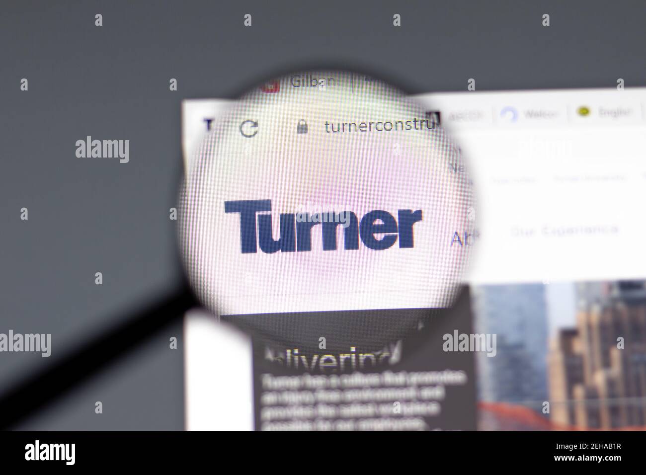 New York, USA - 15 February 2021: Turner Construction website in ...