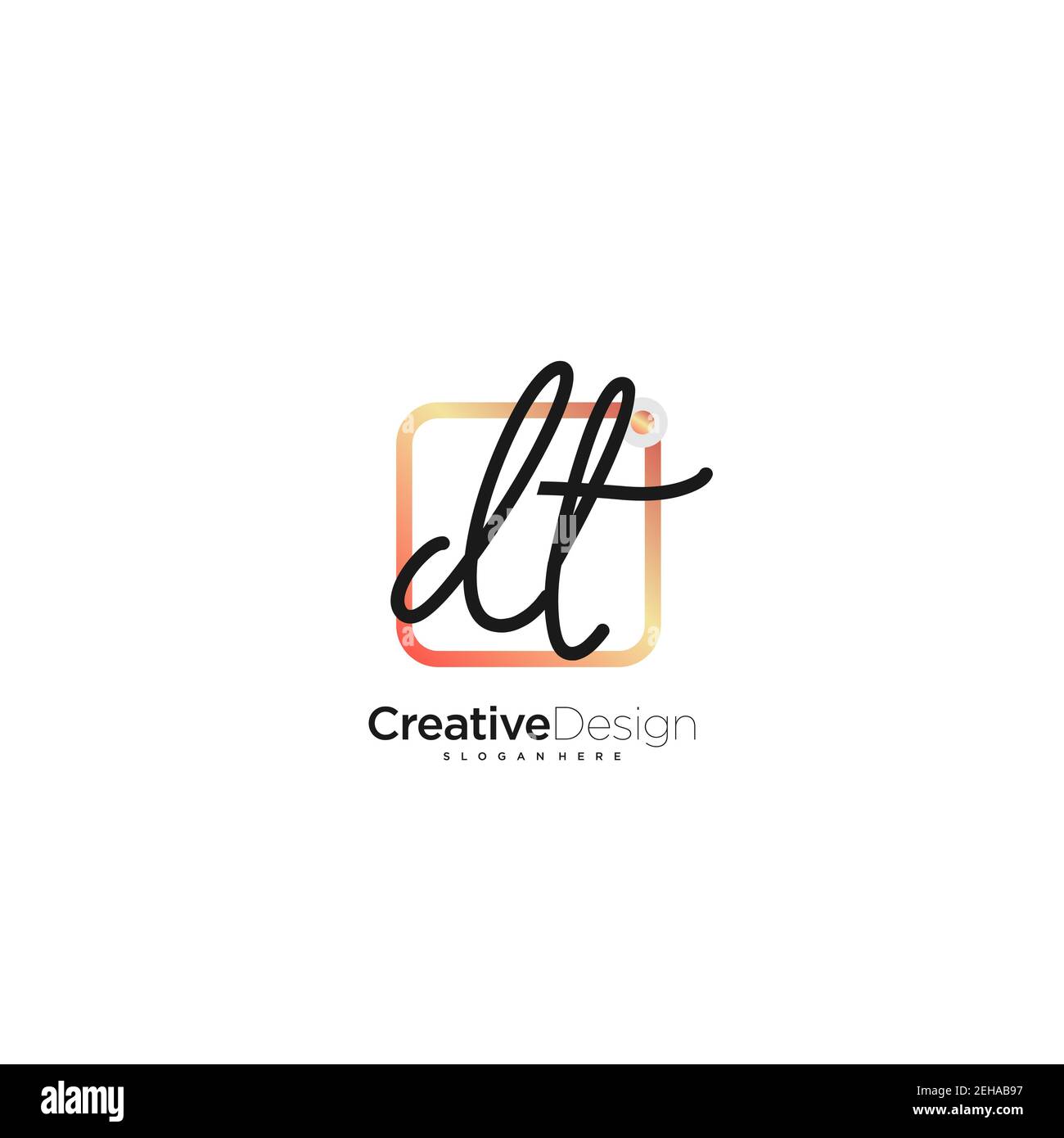 DT Initial Letter handwriting logo hand drawn colorful box vector, logo ...