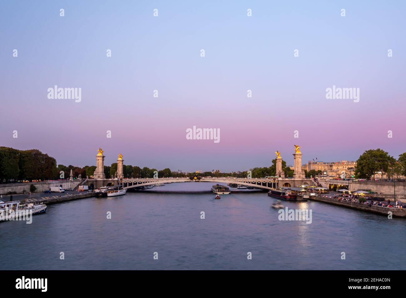 Paris, France - August 29, 2019 : Pont Alexandre III bridge over river ...