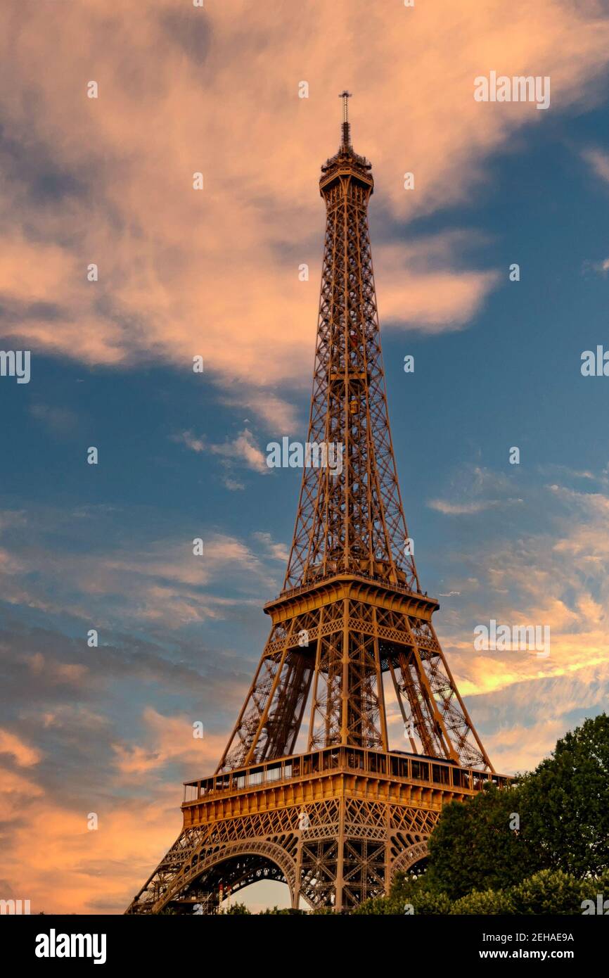 The Eiffel Tower in Paris, France, one of the most iconic landmarks of ...