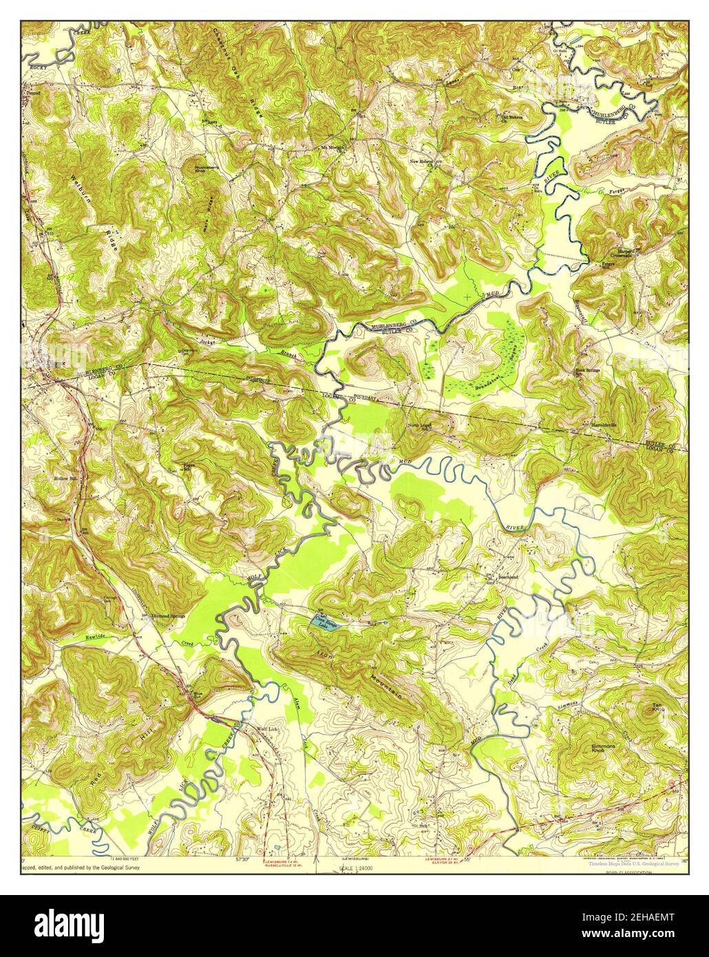 Dunmor, Kentucky, map 1953, 1:24000, United States of America by ...
