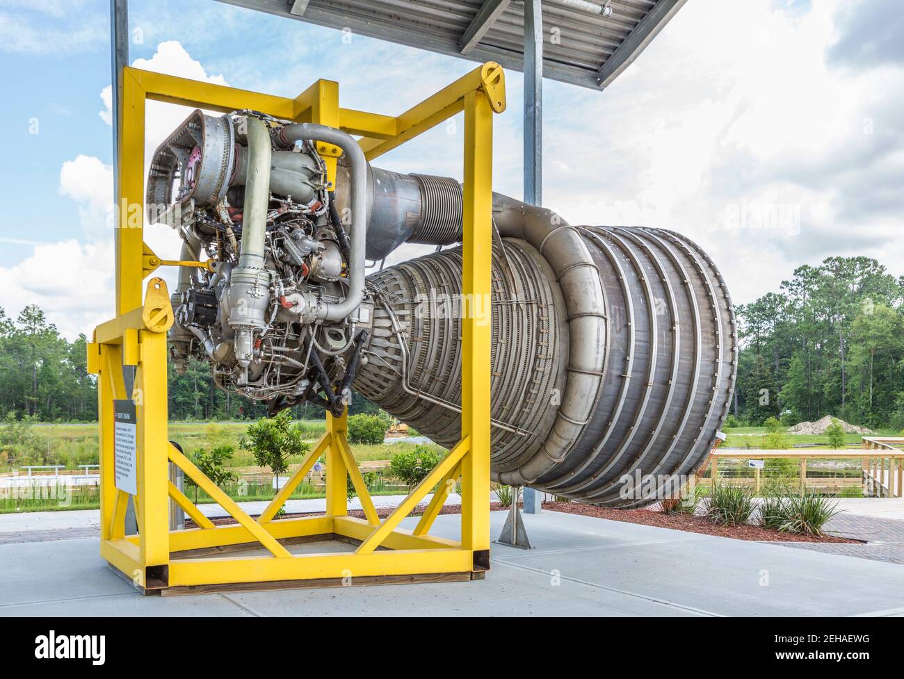 F-1 rocket engine on display outside the Infinity Science Center at the ...