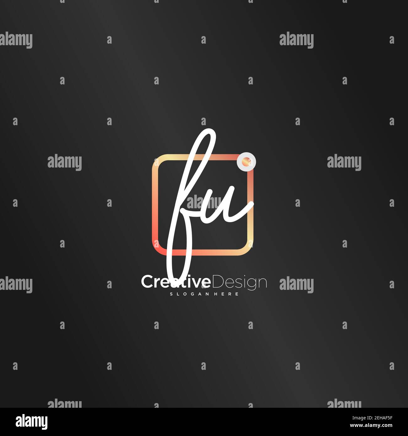 FU Initial Letter handwriting logo hand drawn colorful box vector, logo ...