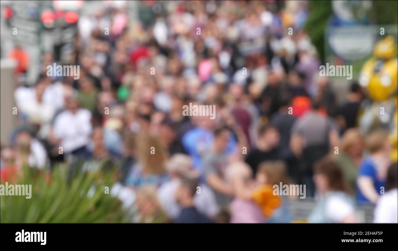 Defocused crowd of people, road intersection crosswalk on The Strip of ...