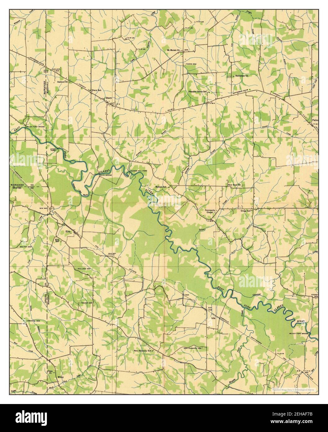 Elva, Kentucky, map 1936, 1:24000, United States of America by Timeless ...