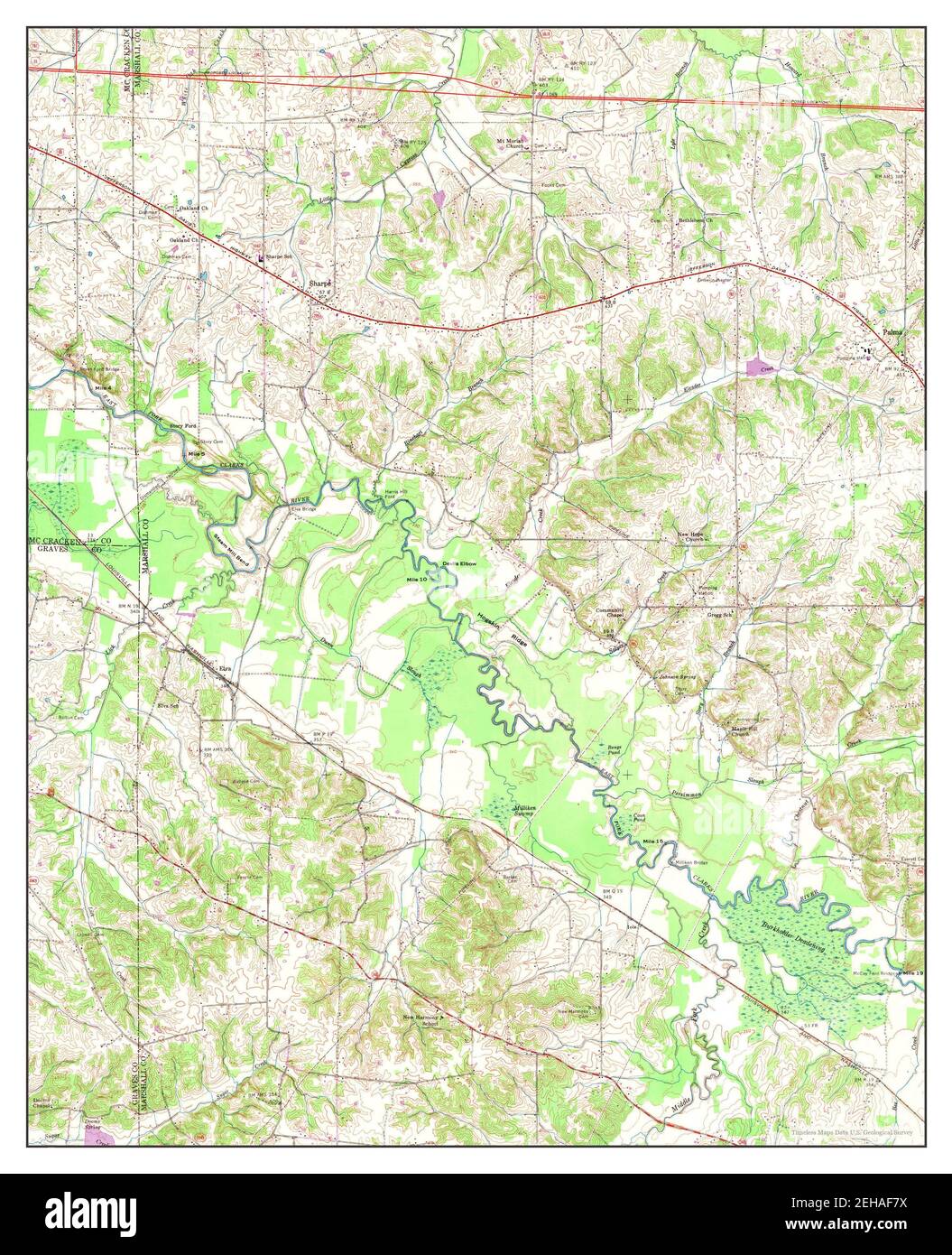 Elva, Kentucky, map 1951, 1:24000, United States of America by Timeless ...