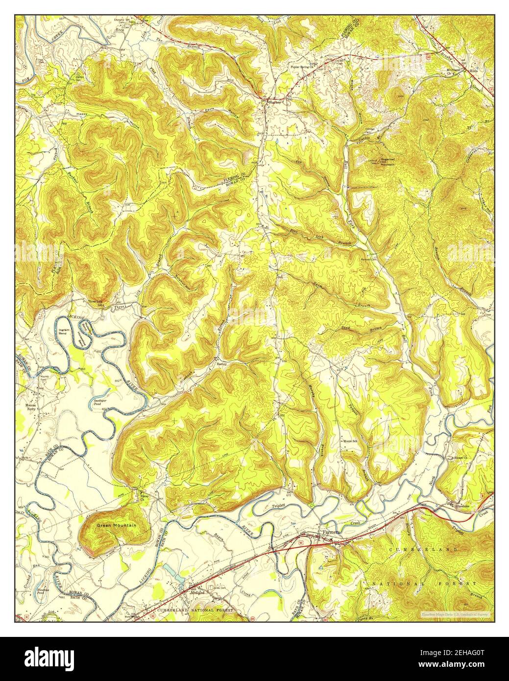 Farmers, Kentucky, map 1953, 1:24000, United States of America by ...