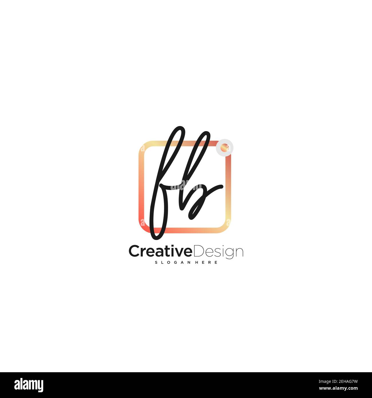 FB Initial Letter handwriting logo hand drawn colorful box vector, logo ...