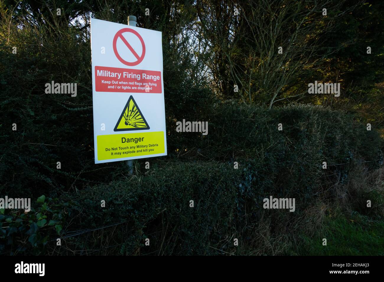 Danger military firing range, do not touch explosive debris warning ...