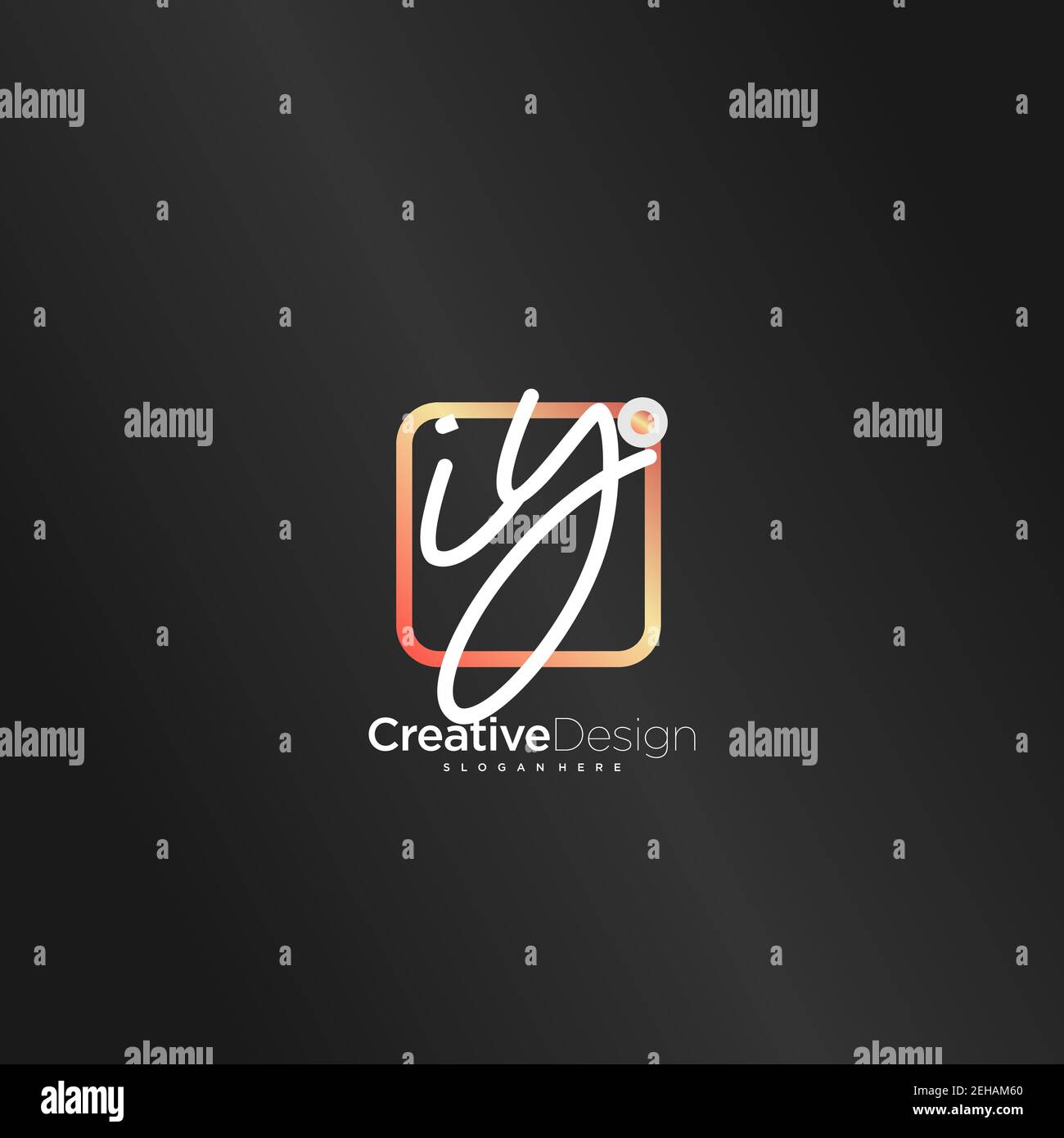 IY Initial Letter handwriting logo hand drawn colorful box vector, logo ...