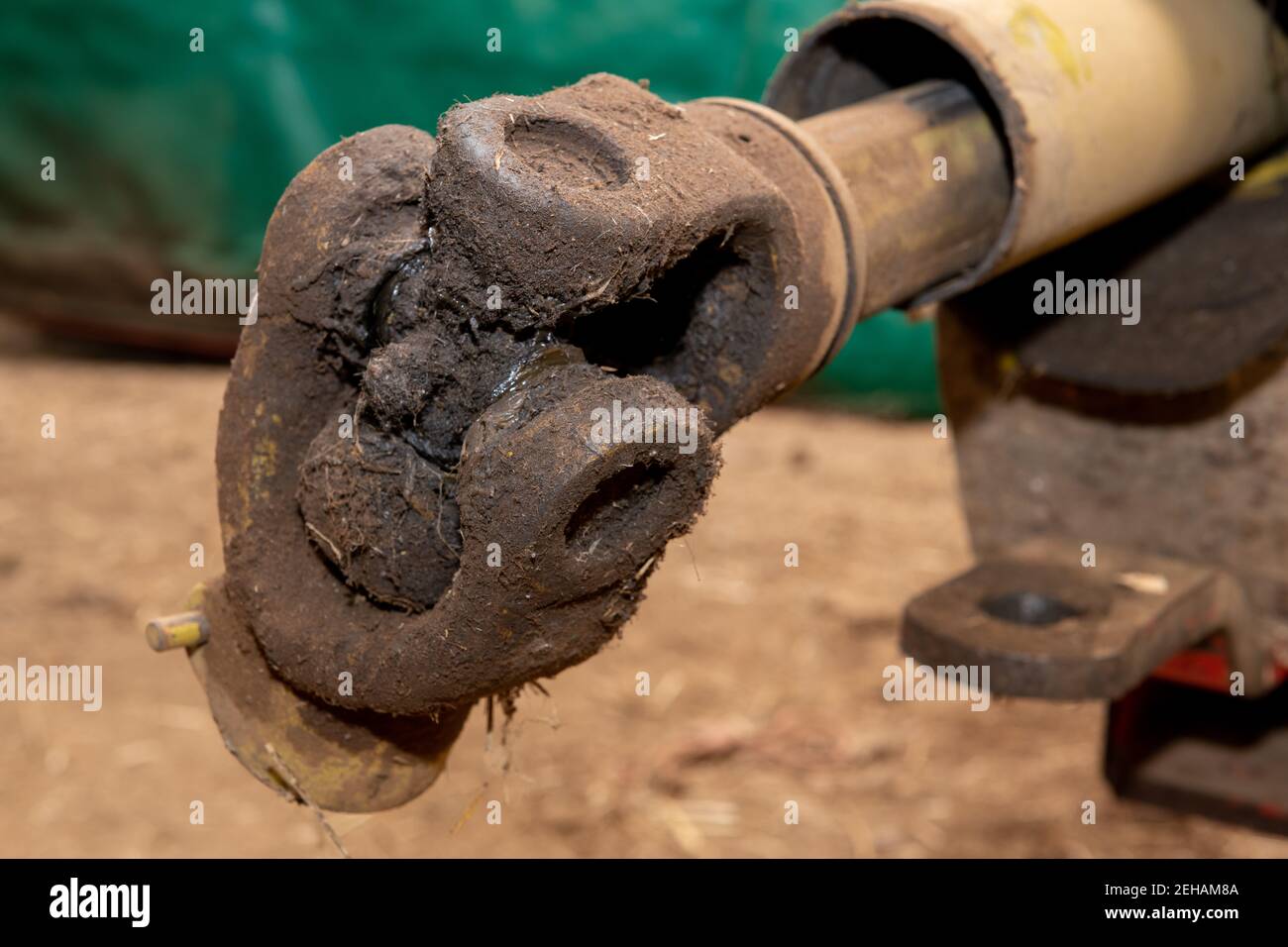 Close up of a pto shaft on a farm machine with a missing pto guard ...