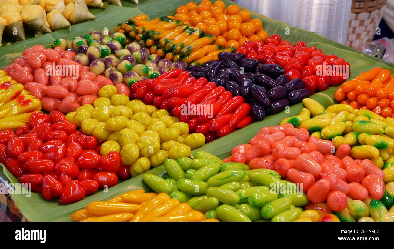 Exotic Oriental Asian sweet delicious desserts, unusual colorful ...